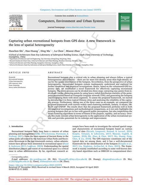 Pdf Capturing Urban Recreational Hotspots From Gps Data A New Framework In The Lens Of