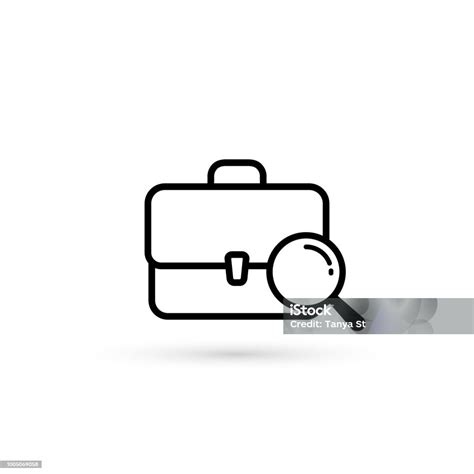 돋보기로 플랫 포트폴리오 서류 가방 아이콘 검색 작업 벡터 개념입니다 개요 아이콘 가방에 대한 스톡 벡터 아트 및 기타 이미지 가방 개인 장식품 검사 보기 Istock