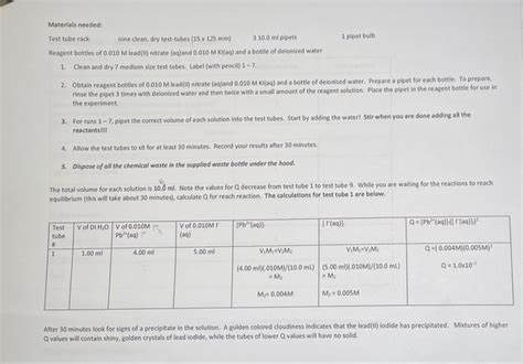 Solved Lab 12 Determination Of The Solubility Product Chegg Com