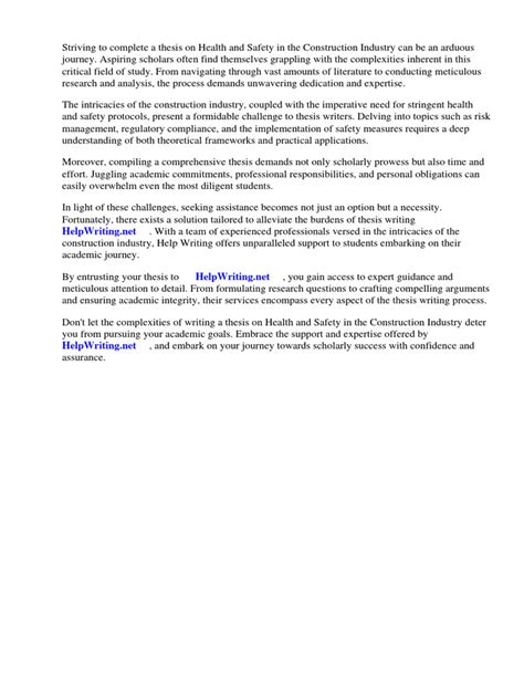 Health And Safety In The Construction Industry Thesis Pdf