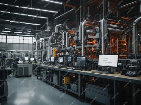 Premium Ai Image Industry 40 Smart Factory Interior Showcases Iiot Machines Efficient