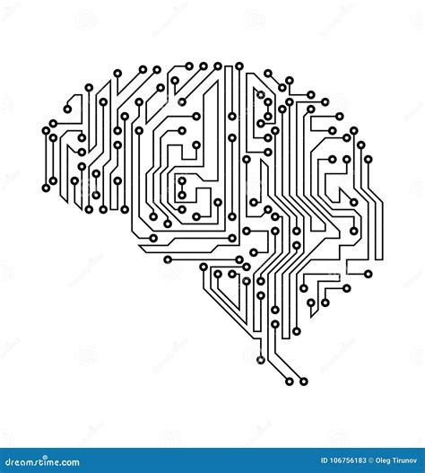 Stylized Brain Circuit Board Texture Electricity Mind Stock Vector