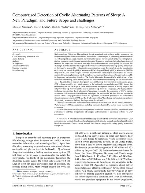 Pdf Computerized Detection Of Cyclic Alternating Patterns Of Sleep A