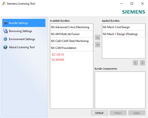 Licensing Tool Bundle Settings