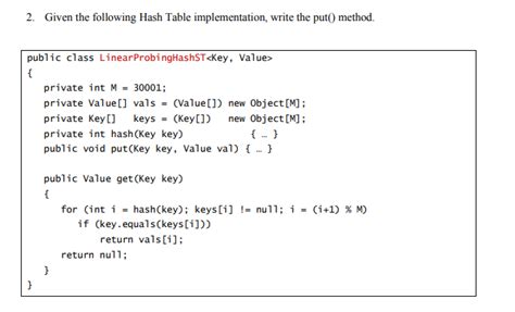 Solved 2 Given The Following Hash Table Implementation