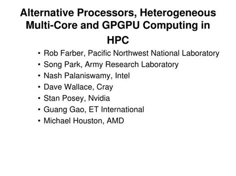 Ppt Alternative Processors Heterogeneous Multi Core And Gpgpu Computing In Hpc Powerpoint