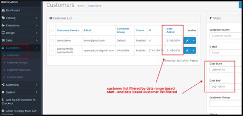 Opencart Date Range Filter At Admin Customers List