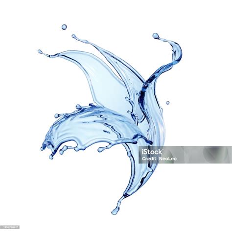 흰색 배경에 격리 된 3d 렌더링 파란색 물 스플래시 클립 아트 추상 분수 액체 모양을 튀기는 나선형에 대한 스톡 사진 및 기타 이미지 Istock
