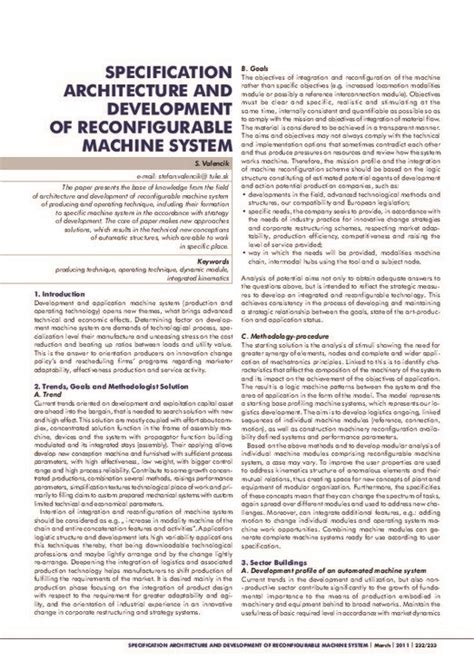 Specification Architecture And Development Of Reconfigurable Machine System Mm Science Journal