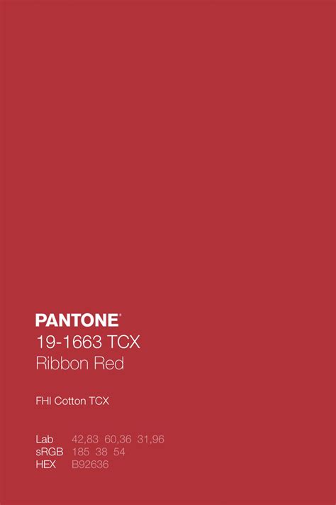Pantone 19 1663 Tcx Ribbon Red Color Code Lab Srgb Hex Pantone Colors