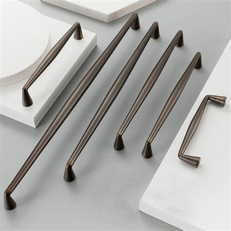 Nordic Solid Brass Coffee Bronze Wardrobe Handles Dresser Drawer Pulls Cupboard Knobs Retro