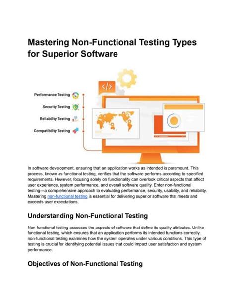 Mastering Non Functional Testing Types For Superior Softwarepdf