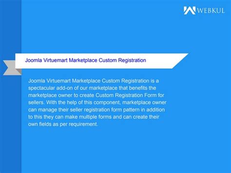 joomla virtuemart marketplace custom registration ppt