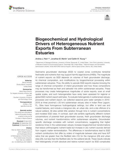 Pdf Biogeochemical And Hydrological Drivers Of Heterogeneous Nutrient