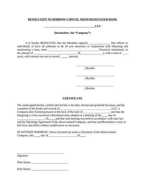 Llc Corporate Resolution Template