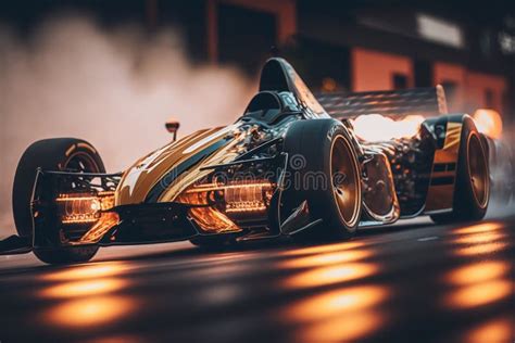 Fancy Race Car Driving Down An Asphalt Road Stock Illustration