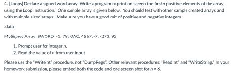 Solved 4 Loops Declare A Signed Word Array Write A Chegg