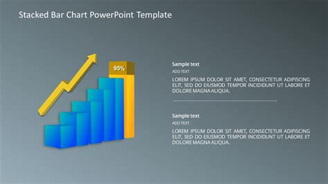 Blue And Yellow Stacked Bar Chart With Arrow Growth Indicator Presentation Template