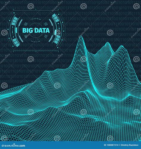 Computer Generated Binary Code Landscape On Black Background Big Data