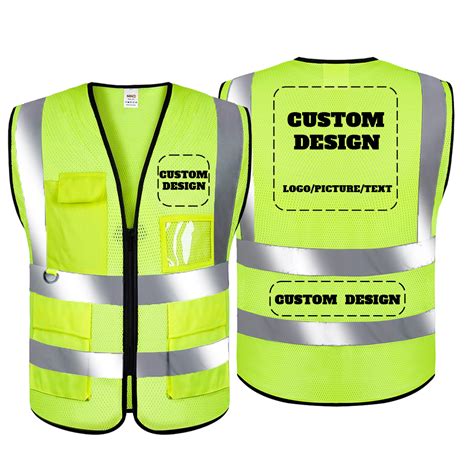 Customized Logo Mesh Safety Vest With 5 Pockets Construction Workwear