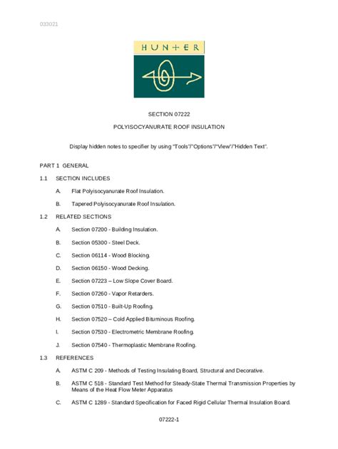 Section 07222 Polyisocyanurate Roof Insulation Doc Template Pdffiller