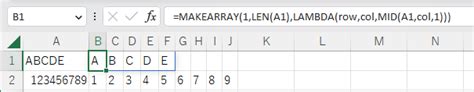 Formula To Split Text Into Cells One Character At A Time Microsoft Excel Kaizen Personal