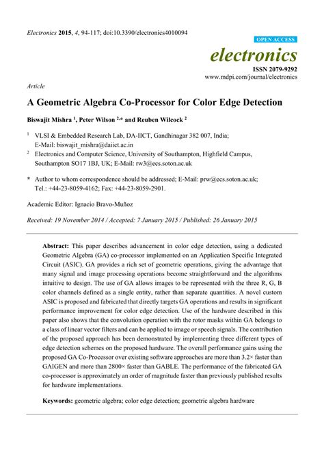 Pdf A Geometric Algebra Co Processor For Color Edge Detection