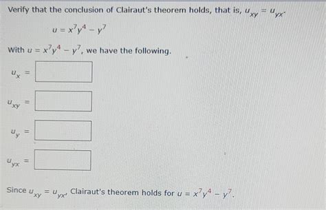 Solved Verify That The Conclusion Of Clairaut S Theorem Chegg