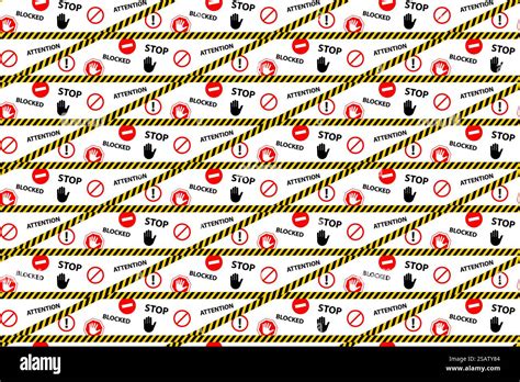 Stop Blocked Attention Danger Seamless Pattern Vector Illustration Stop Blocked Attention