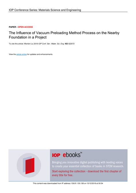 Pdf The Influence Of Vacuum Preloading Method Process On The Nearby Foundation In A Project