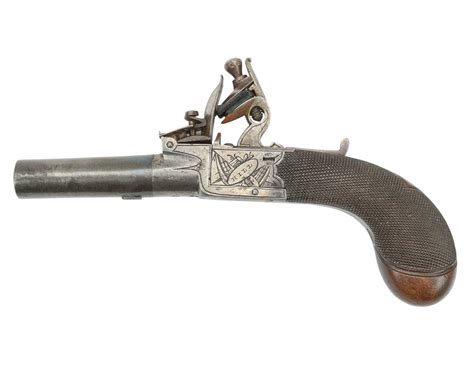 Lot 130 A Flintlock 54 Bore Pocket Pistol By Hill