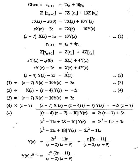 Solution Of Difference Equations Using Z Transform Formula With Solved Example Problems