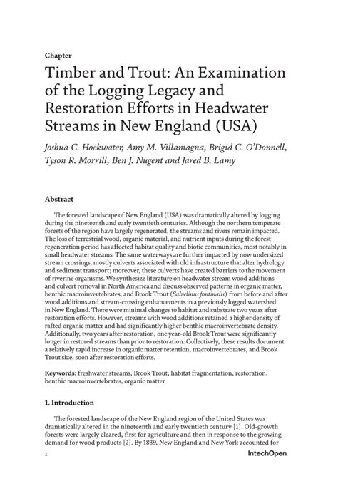 Pdf Timber And Trout An Examination Of The Logging Legacy And Restoration Efforts In