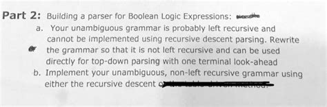 Solved Part 2 Building A Parser For Boolean Logic Expressions A Your