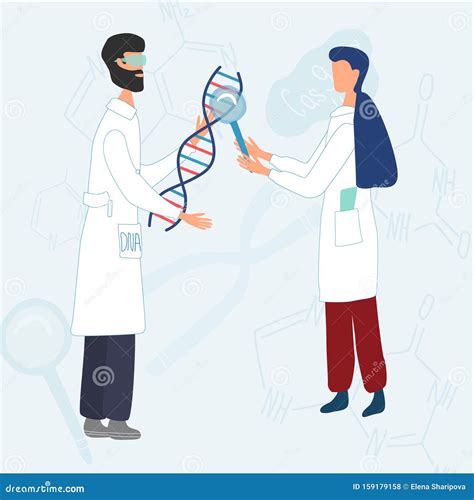 Scientists Exploring DNA Structure Stock Vector Illustration Of