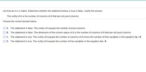 solved let a be an mxn matrix determine whether the