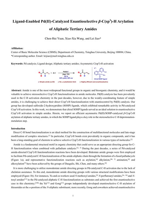 Pdf Ligand Enabled Pdii Catalyzed Enantioselective β Csp3 H