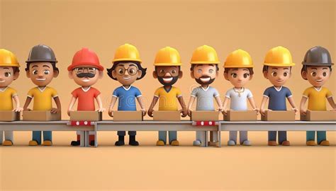 47 Industrious 3d Cartoon Assembly Line Workers On Labor Day Stock Illustration Illustration