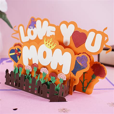 Love You Mom Handmade 3d Pop Up Thank You Card Tha Vicedeal