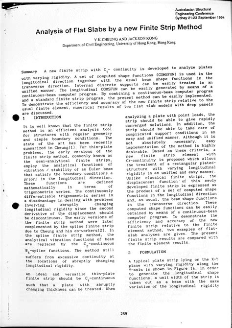Pdf Analysis Of Flat Slabs By A New Finite Strip Method