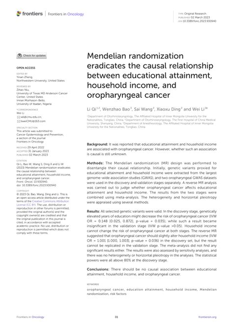 Pdf Mendelian Randomization Eradicates The Causal Relationship Between Educational Attainment