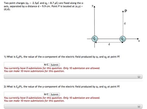 Solved Two Point Charges Q1 25μc And Q2 87 μc Are