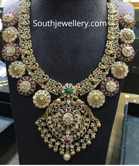 Antique Gold Peacock Nakshi Haram Indian Jewellery Designs