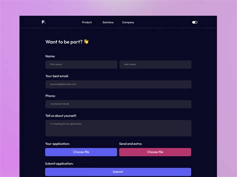Job Application Form On Behance