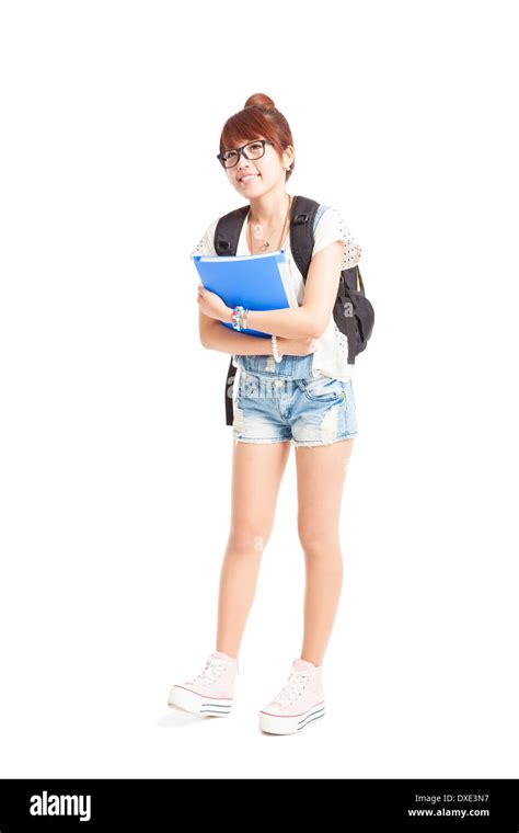 Cute Asian College Student Studio Portrait Stock Photo Alamy