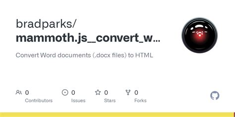Github Bradparksmammothjsconvertwordtohtml Convert Word