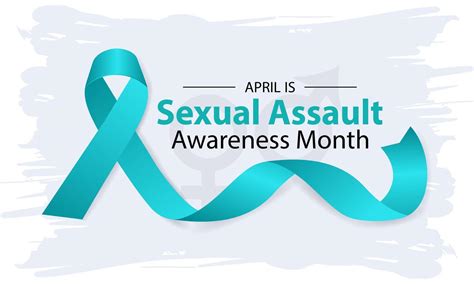 Sexual Assault Awareness Month Concept Banner With Teal Ribbon Vector