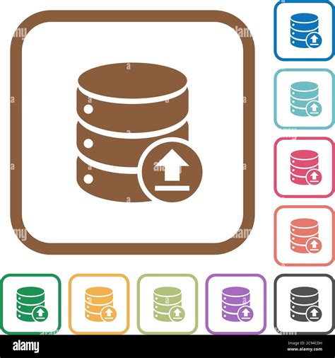 Restore Database Simple Icons In Color Rounded Square Frames On White Background Stock Vector