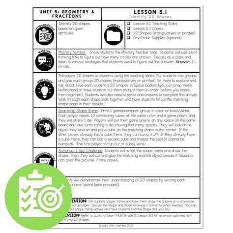 Lucky To Learn Math 1st Grade Geometry Lesson 51 Identify 2d
