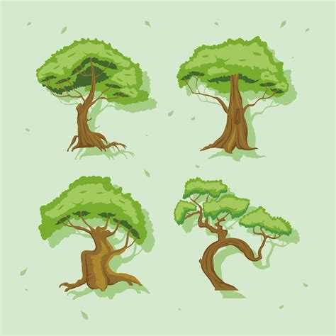 Premium Vector Four Green Trees